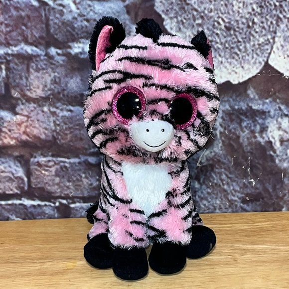 Ty | Toys | Ty Beanie Boos 9 Zoey The Zebra Pink Glitter Eyes | Poshmark
